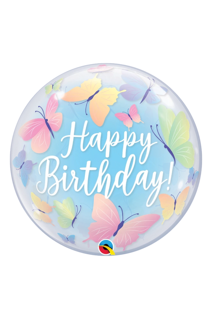 Balão Bubble 22” Aniversário - Borboletas Suaves - Qualatex – Embrulhe ...