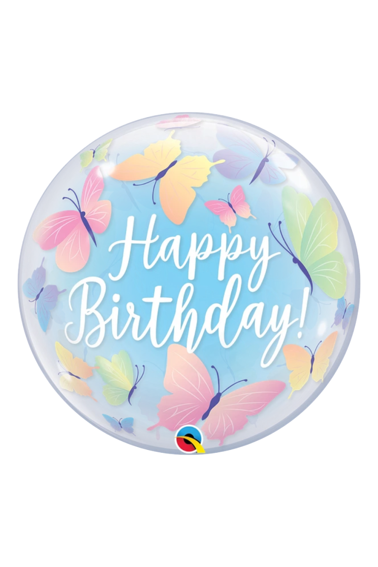Balão Bubble 22” Aniversário - Borboletas Suaves - Qualatex – Embrulhe ...
