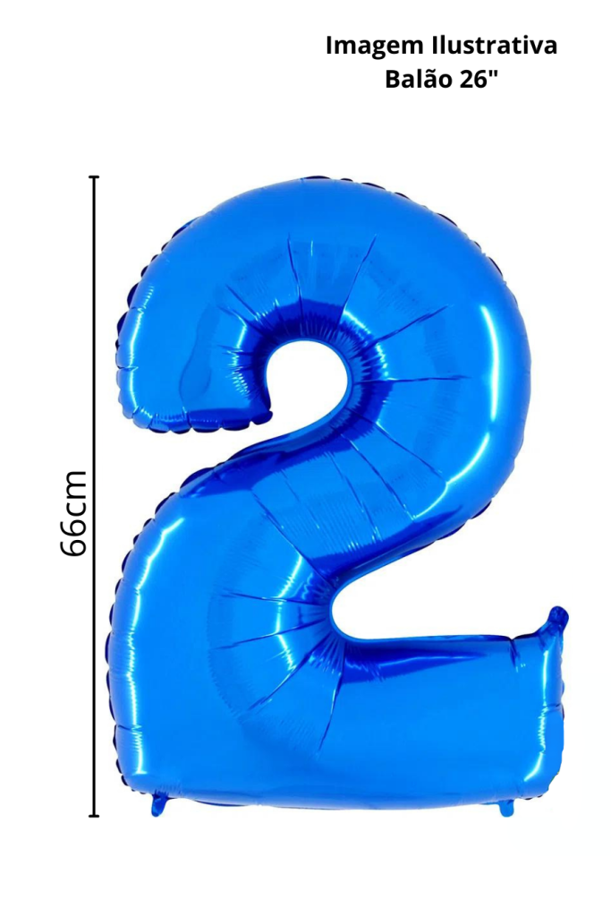 Balão Metalizado Número 2 - Azul - Megatoon – Embrulhe Balões