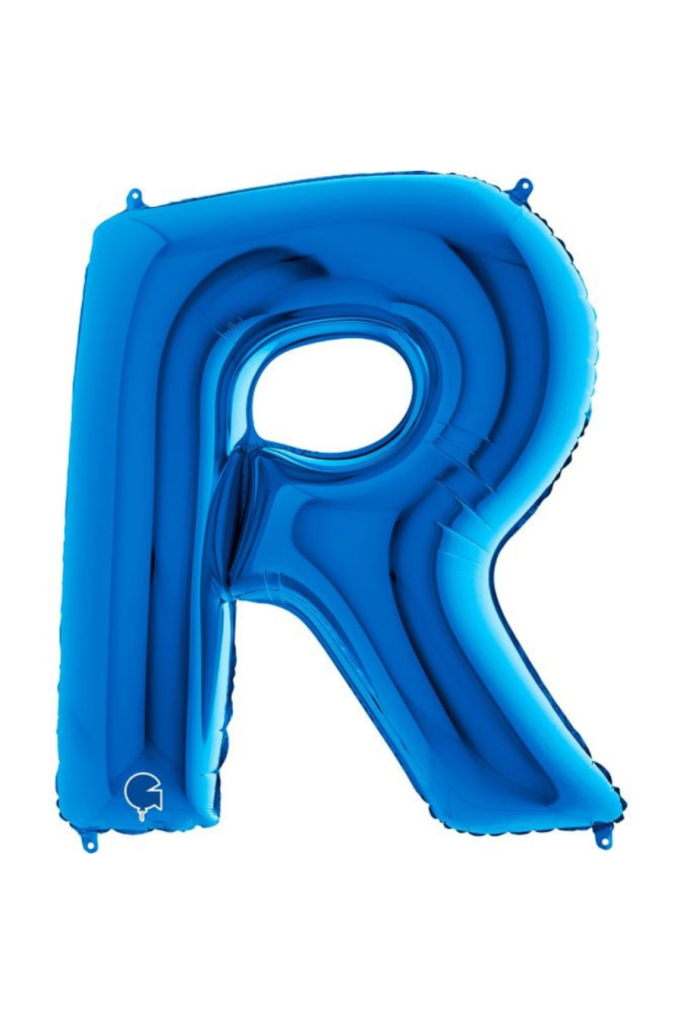 Balão Metalizado Letra R - Azul - Megatoon – Embrulhe Balões